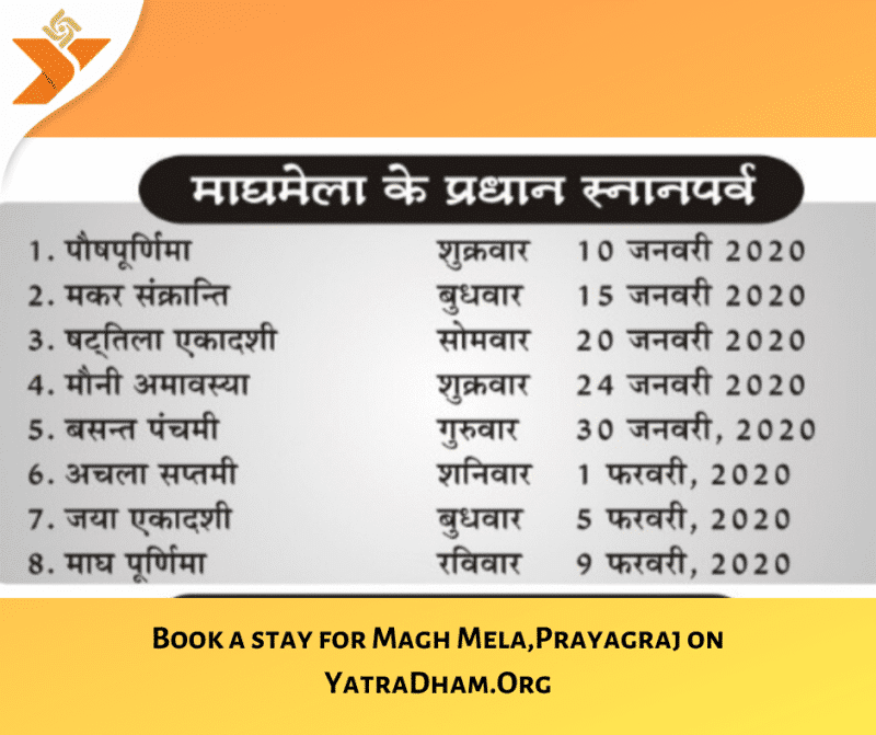Magh Mela Allahabad 2020 with Snan Dates - YatraDham